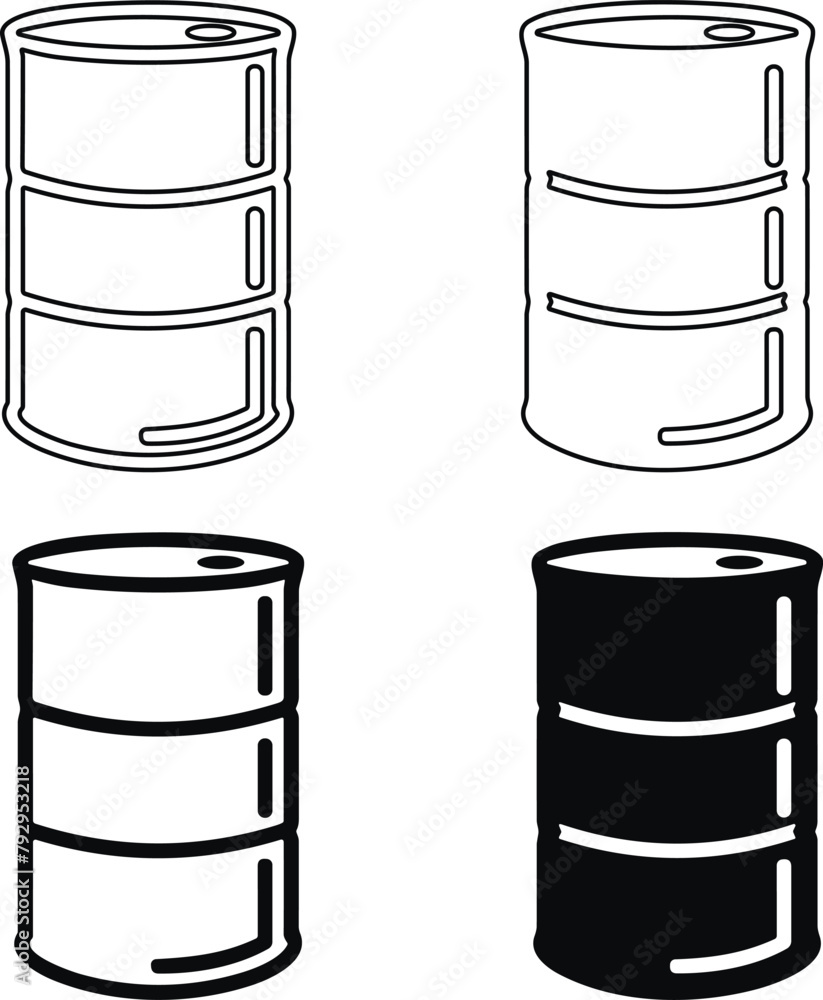 Black Oil Drum container icon set. Barrel icon. oil labels. Oil barrel ...