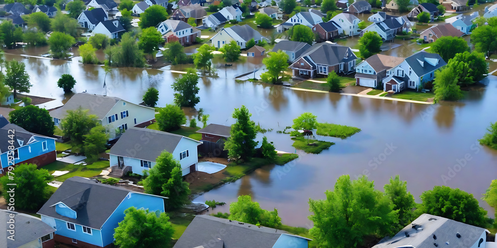flooding in a residential neighborhood due to climate change Stock ...