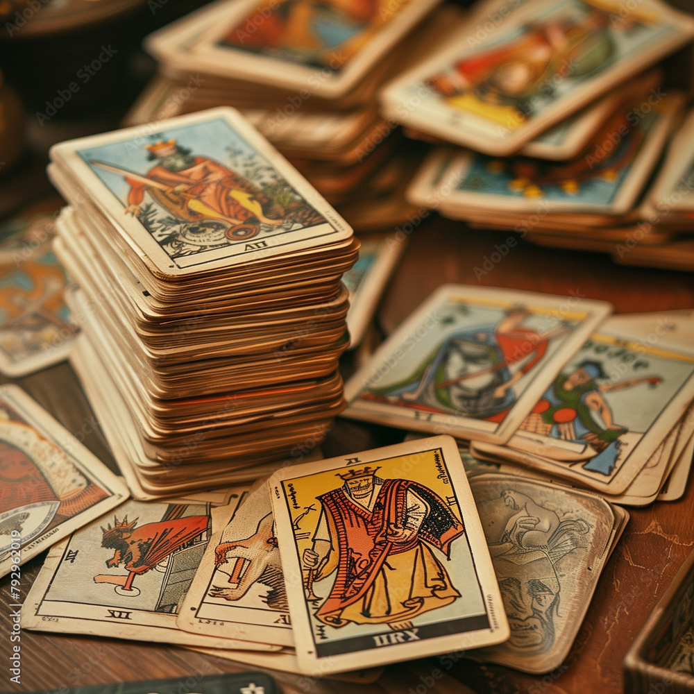 vintage vintage style deck of tarot cards. magical predictions of the ...