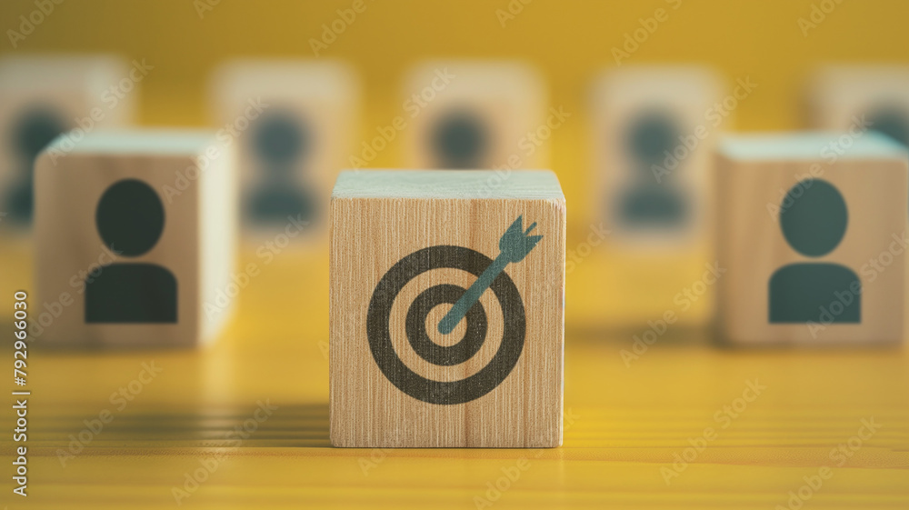 Business concept. Company achieving customer target. Arrow showing ...