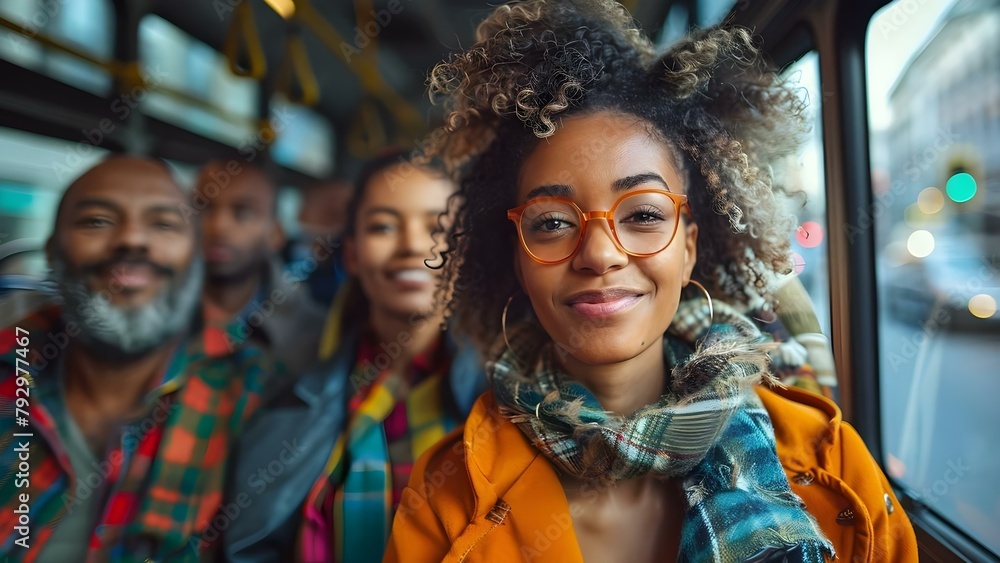 Diverse Commuters on a City Bus During the Morning. Concept Morning ...