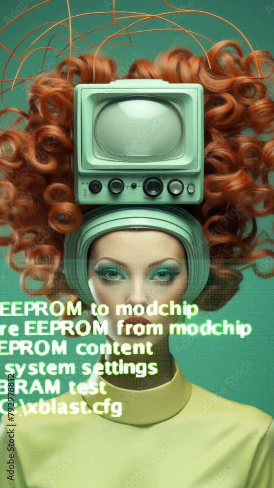 Vidéo Stock sequence of female robots with TV screens and helmets made ...