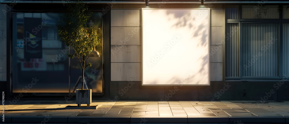 Empty wall sign board mockup at the city street. Template, banner for ...