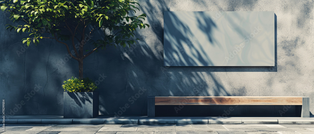 Empty wall sign board mockup at the city street. Template, banner for ...