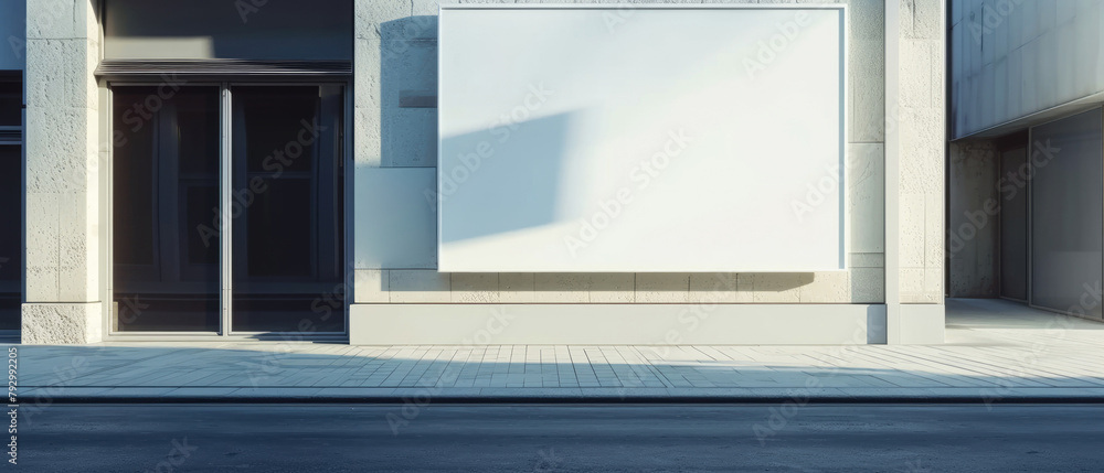 Empty wall sign board mockup at the city street. Template, banner for ...