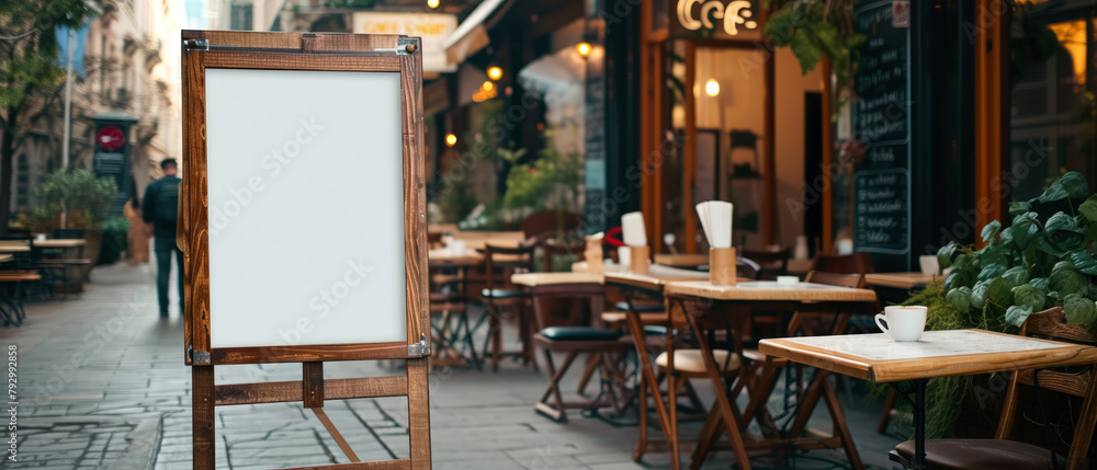 Facade of street store, cafe, coffee shop, restaurant with empty sign ...