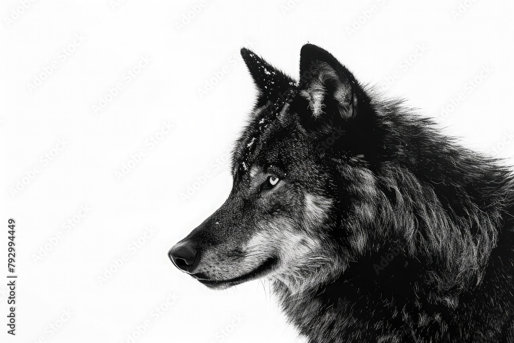 Silent strength of a solitary wolf, its piercing gaze a testament to ...