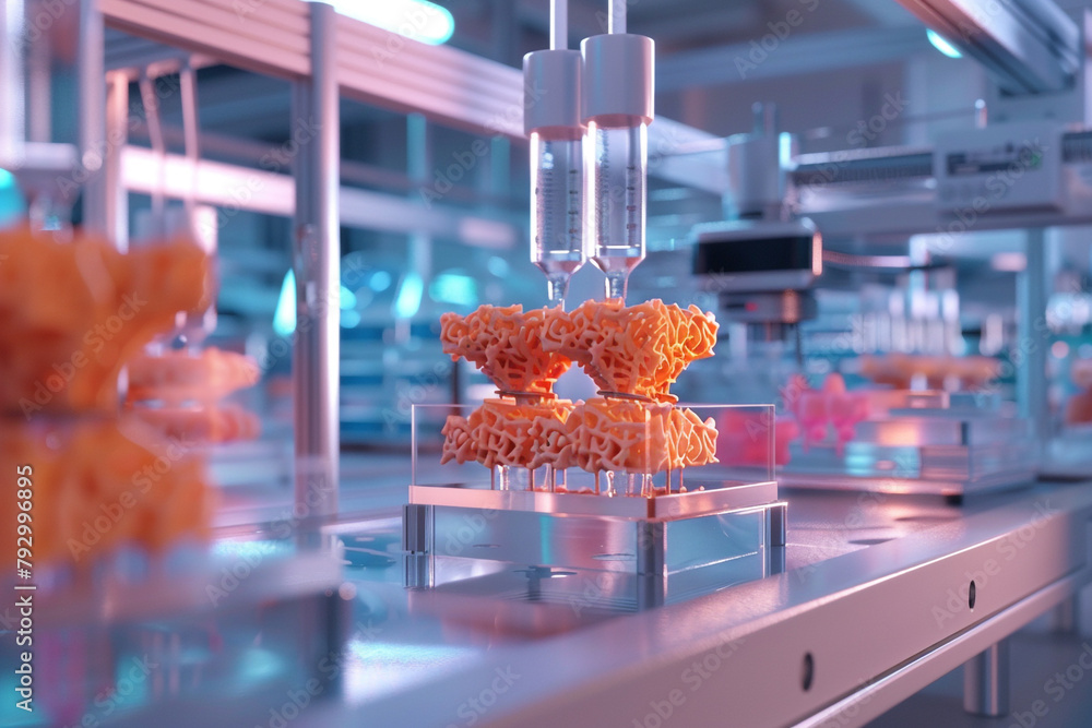 Visualization of a biotech laboratory creating bioinks for 3D printing ...