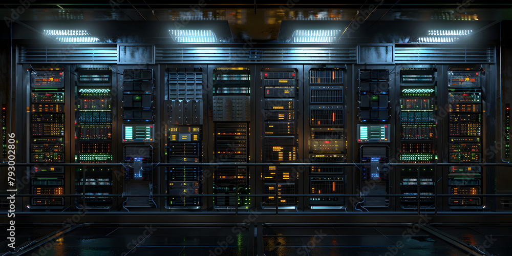 Server racks in computer network security server room data center ...