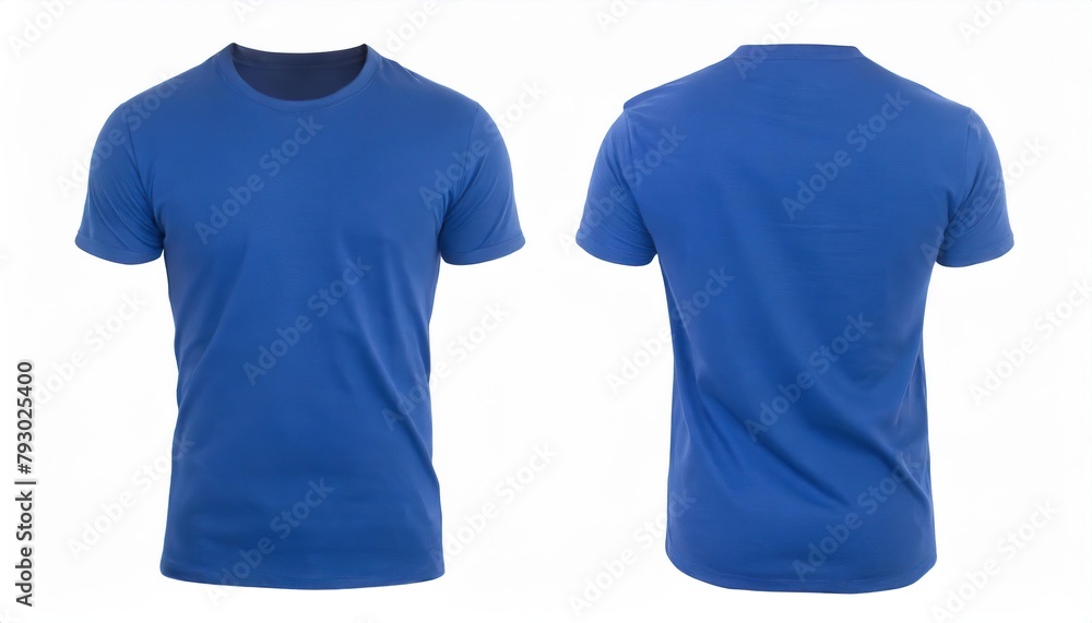 Blue t shirt front and back view, isolated on white background. Ready ...