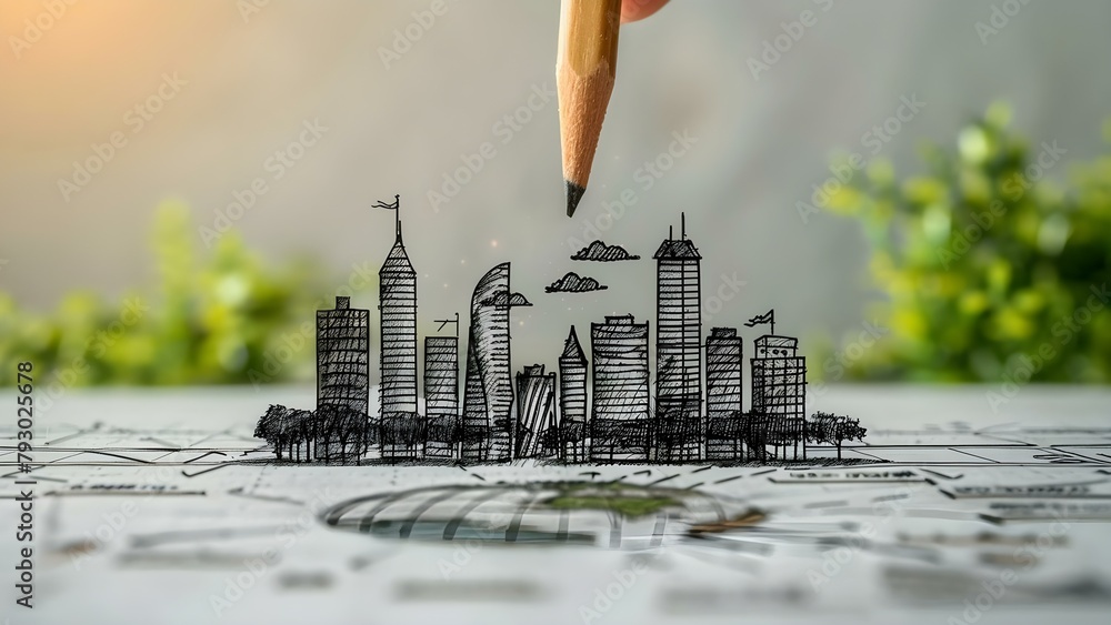 Sketching a sustainable urban development plan with highlighted global ...