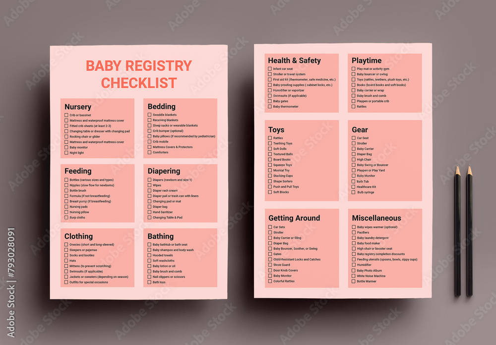 Baby Registry Checklist Template Stock Template | Adobe Stock