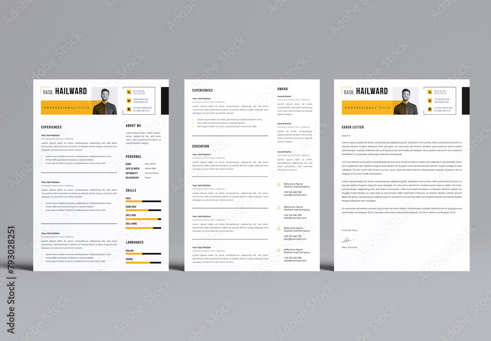 Modern Resume Layout Stock Template | Adobe Stock