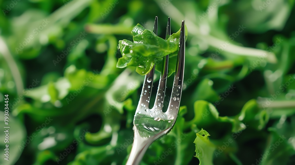 Zoom in on the contrast between the sharp tines of the fork and the ...