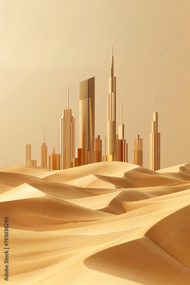 Middle east skyline with nature. abstract design template. skyscraper ...
