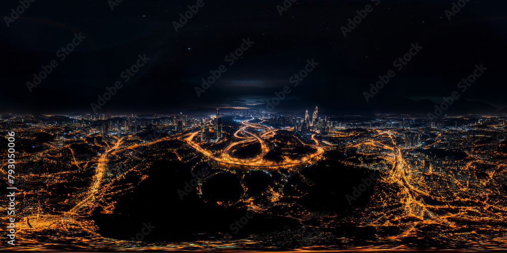Night city 8K VR 360 Spherical Panorama Stock Photo | Adobe Stock