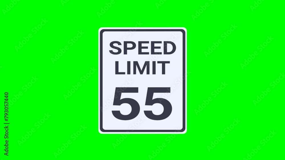 Appearance of a rectangular black and white 55 mph speed limit road ...