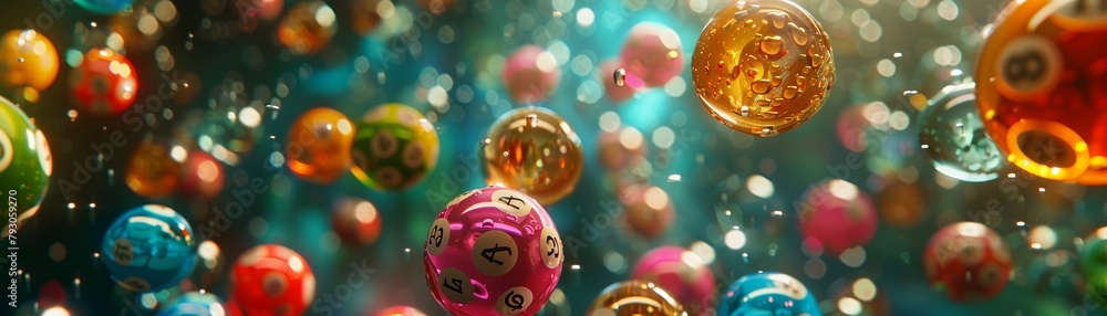 Cinematic CloseUp Bingo Balls Colorful bingo balls cascade down a chute ...