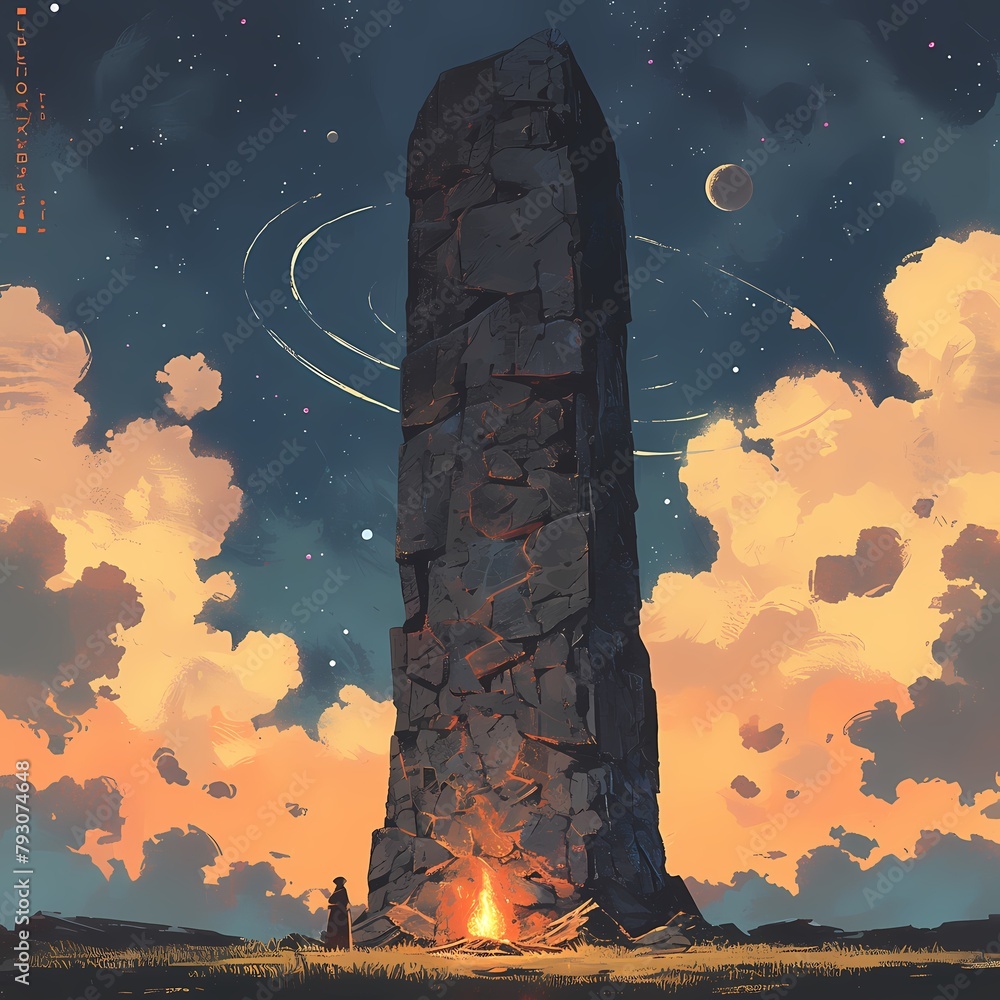 Epic Time Lapse: A Majestic Towering Rock Formation with a Campfire ...