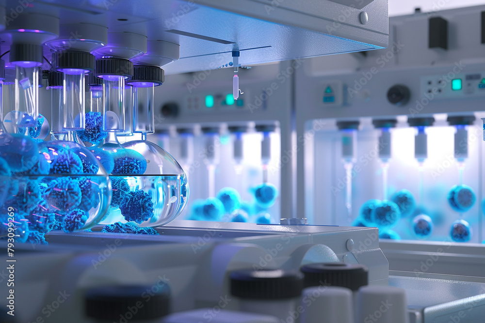Visualization of a cell therapy lab culturing chimeric antigen receptor ...