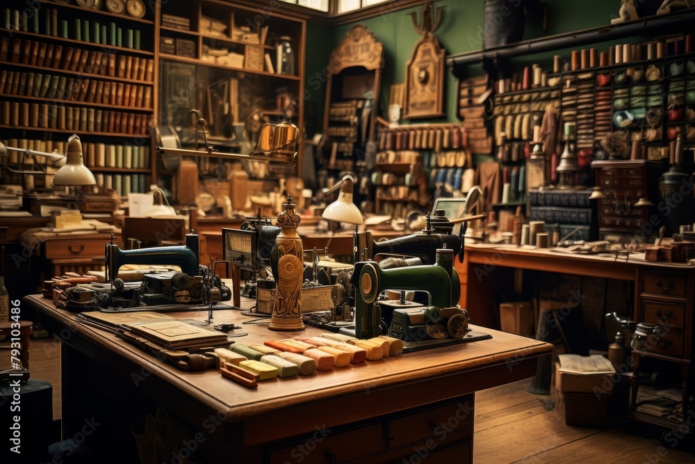 A nostalgic glimpse into a vintage haberdashery shop, with wooden ...