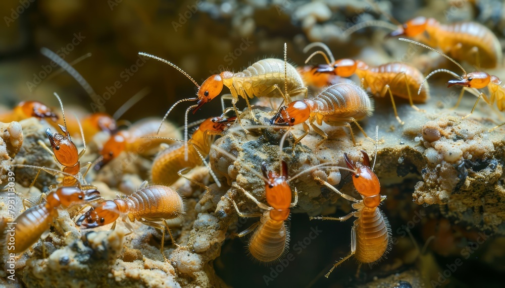 A colony of termites huddles together, each one grooming its neighbor ...