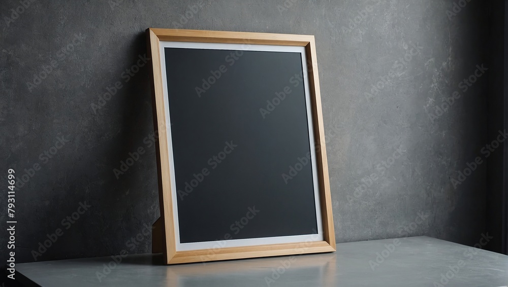 Vertical frame on soft gray table background, Mockup overlay with ...