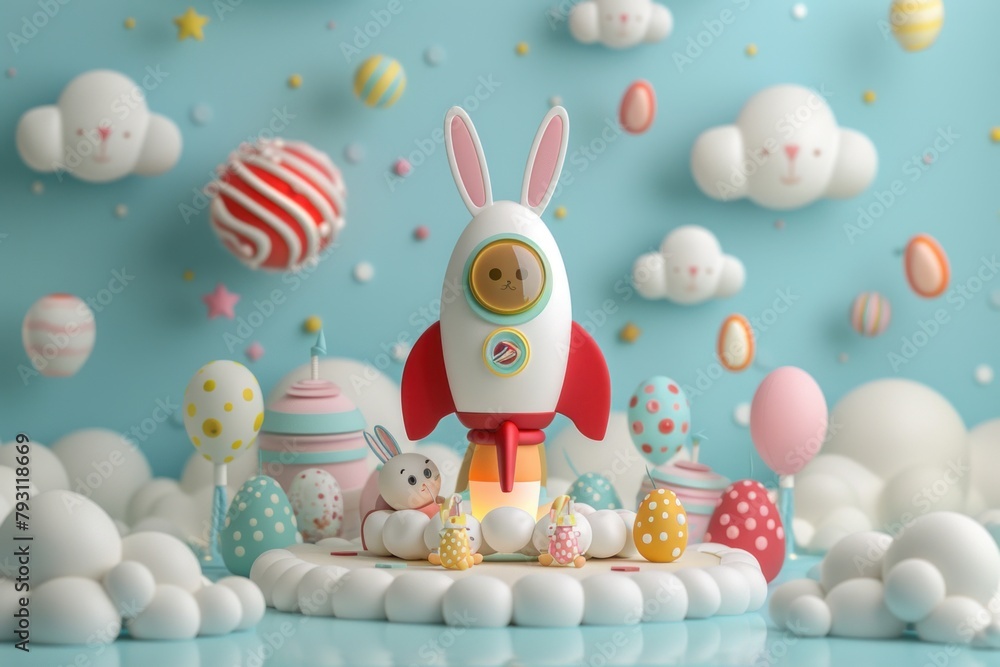Launch into Easter fun with our bunny astronaut steering an egg-shaped ...