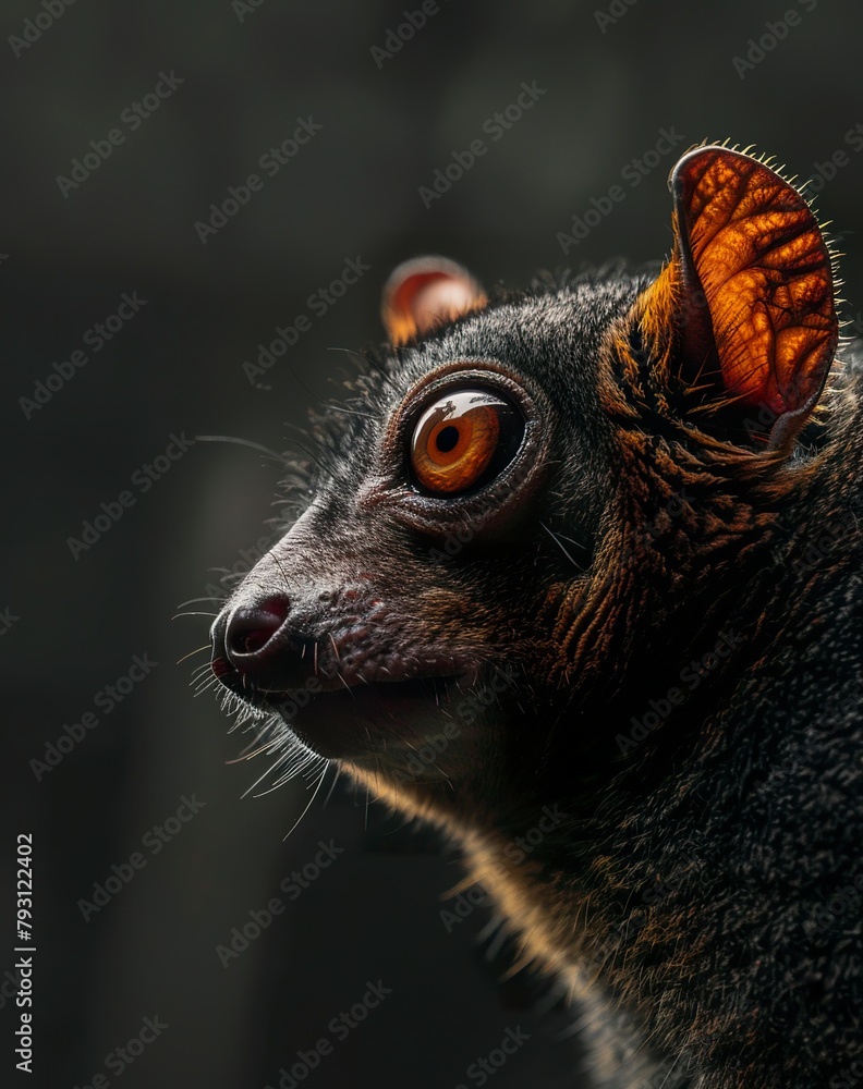 Close-up of a colugo in side view revealing the animal's distinct ...