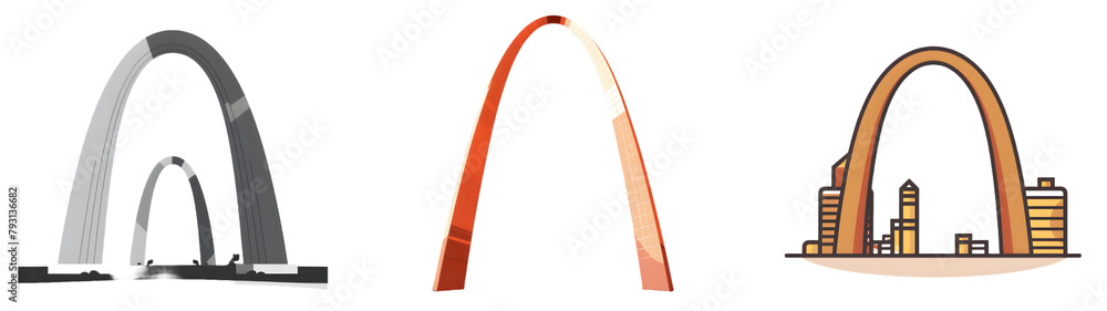 Iconic Landmark Building like gateway Arch isolated on a white ...