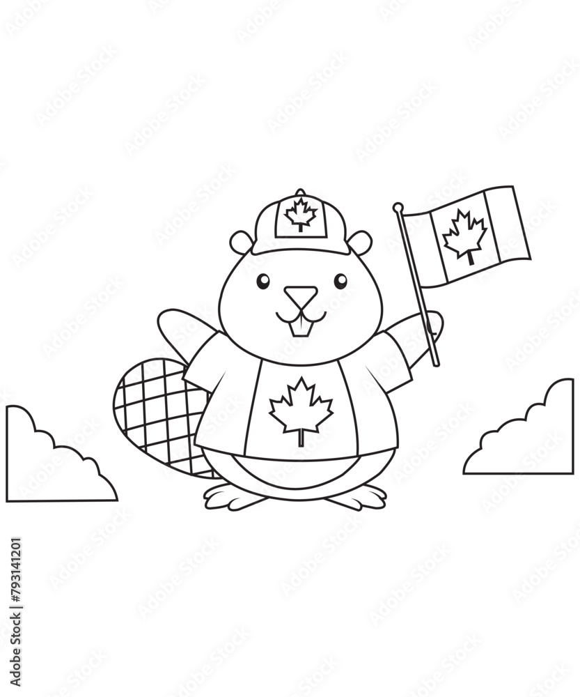 Canadian flag coloring page illustration / Canada symbol coloring page ...