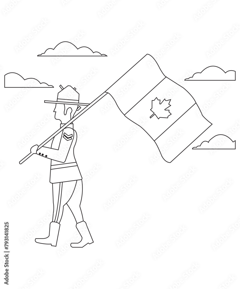 Canadian flag coloring page illustration / Canada symbol coloring page ...