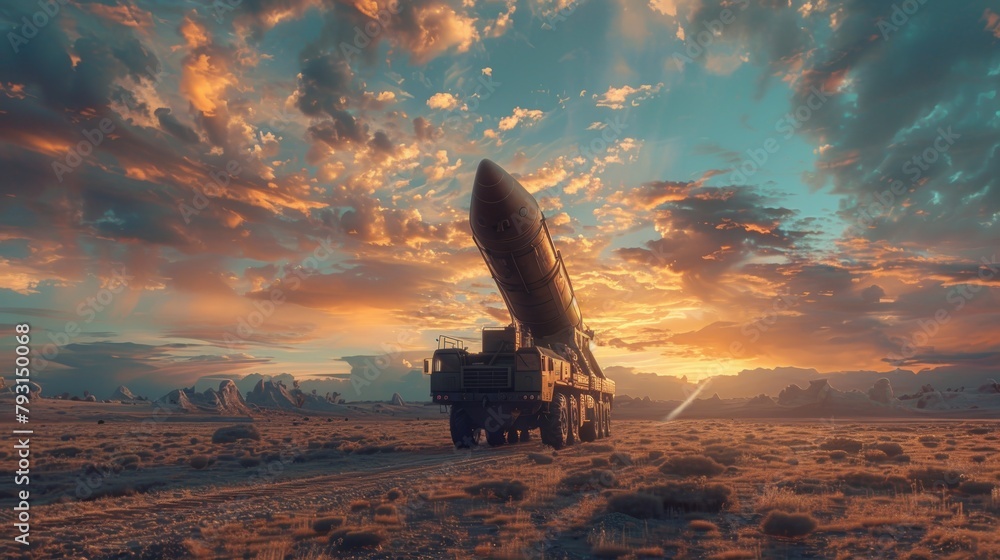 Mobile missile platform deploying hypersonic weapon, symbolizing ...