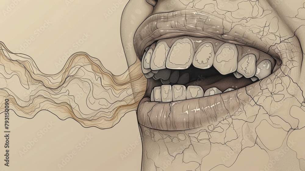 The outline of a human tooth silhouette in single continuous line art ...