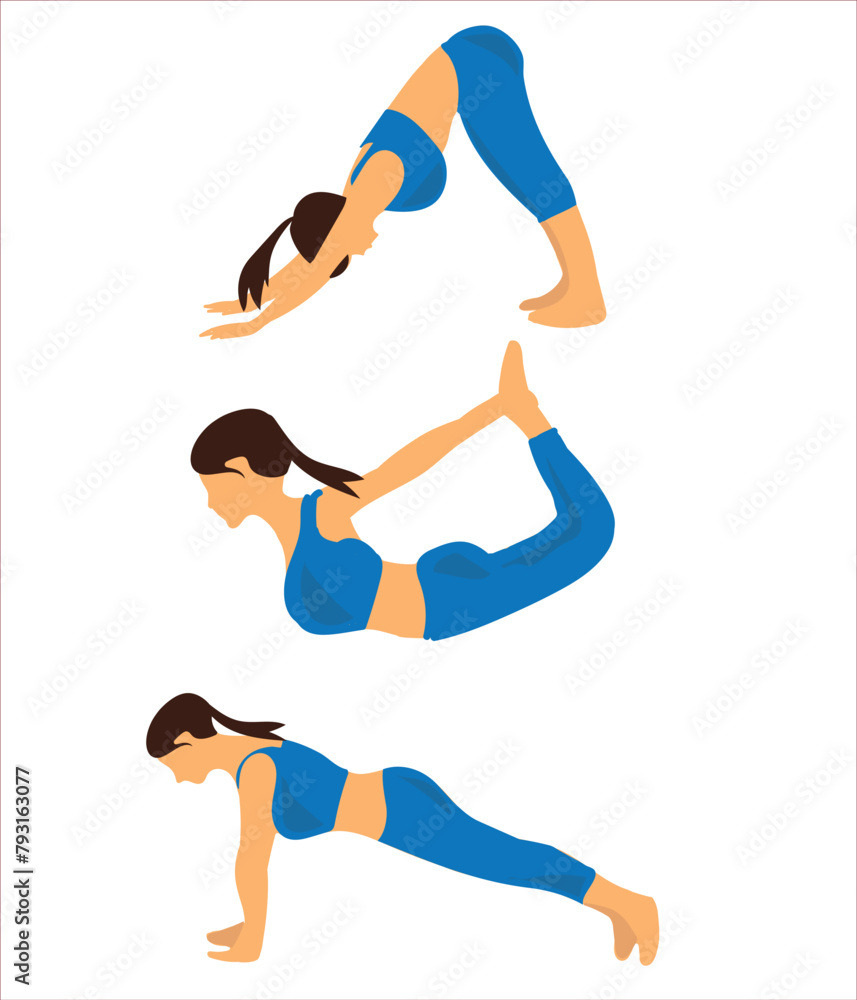 Yoga poses vector illustration. Yoga poses vector set. Hand drawing ...