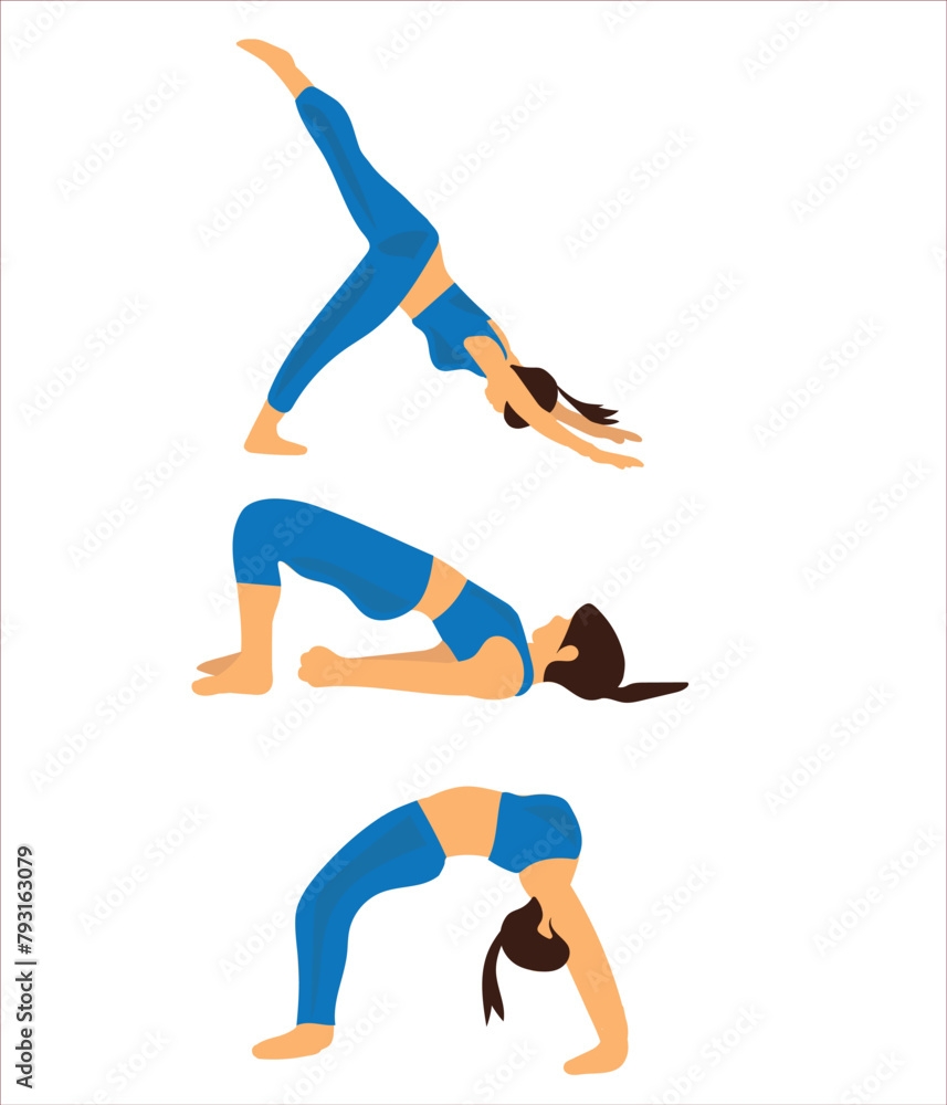 Yoga poses vector illustration. Yoga poses vector set. Hand drawing ...