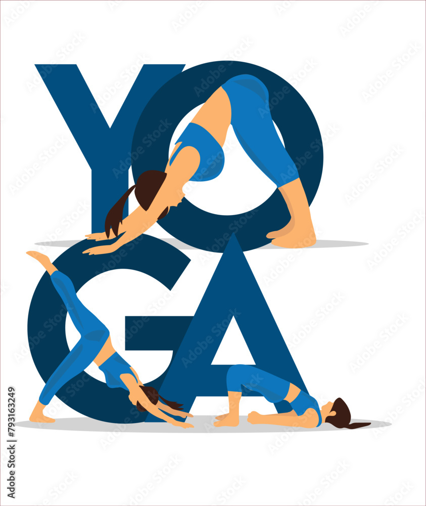 Yoga poses vector illustration. Yoga poses vector set. Hand drawing ...