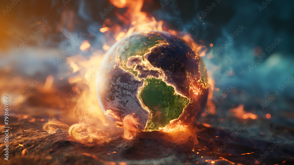 Planet earth heats up and melts. Climate change global warming ...