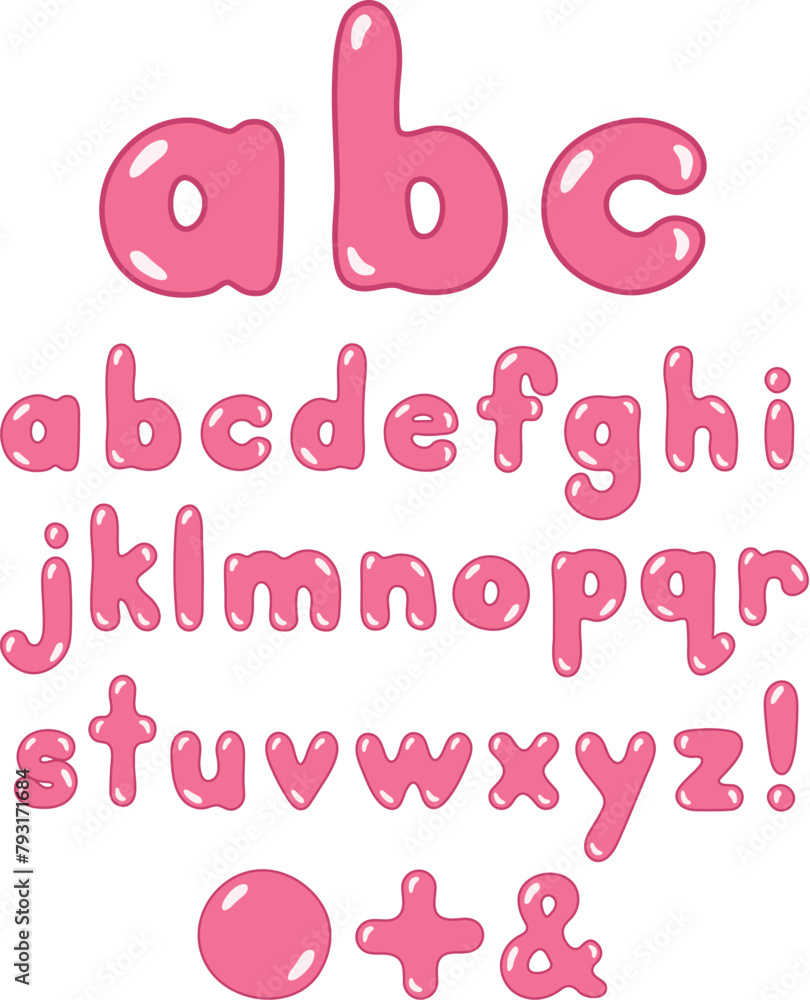 Lowercase Bubblegum Letter Alphabet Clipart Set Stock Vector | Adobe Stock