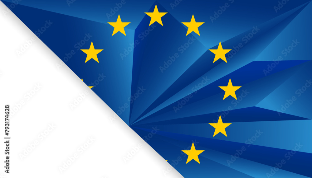 EU Europe Union flag digital art, minimalism, low poly, 3D background ...