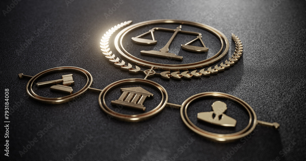 Golden Scales of Justice and Legal Icons: symbolizing Law and Order ...