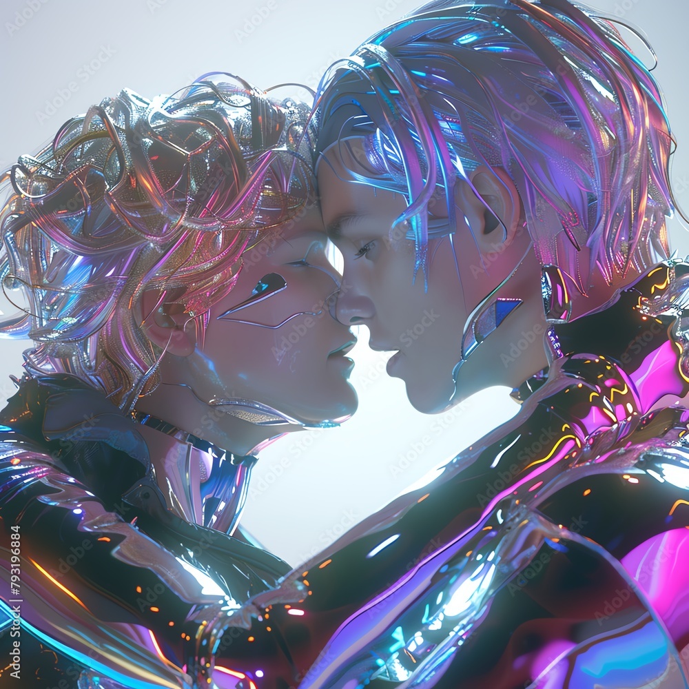 Experience a futuristic love story with a high-angle view of two ...