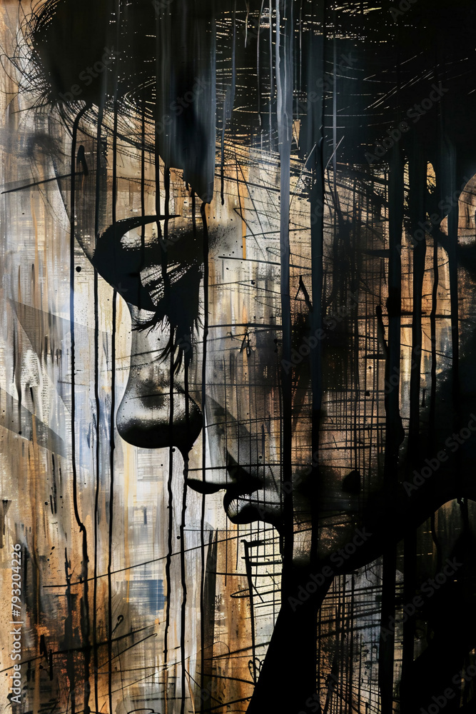 Abstract Silhouette Expression of Solitude, Despair and depression ...