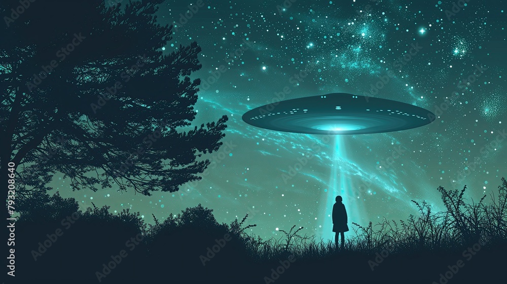 UFO Sighting Concept Backdrop Outdoor Landscape, Alien Encounter ...