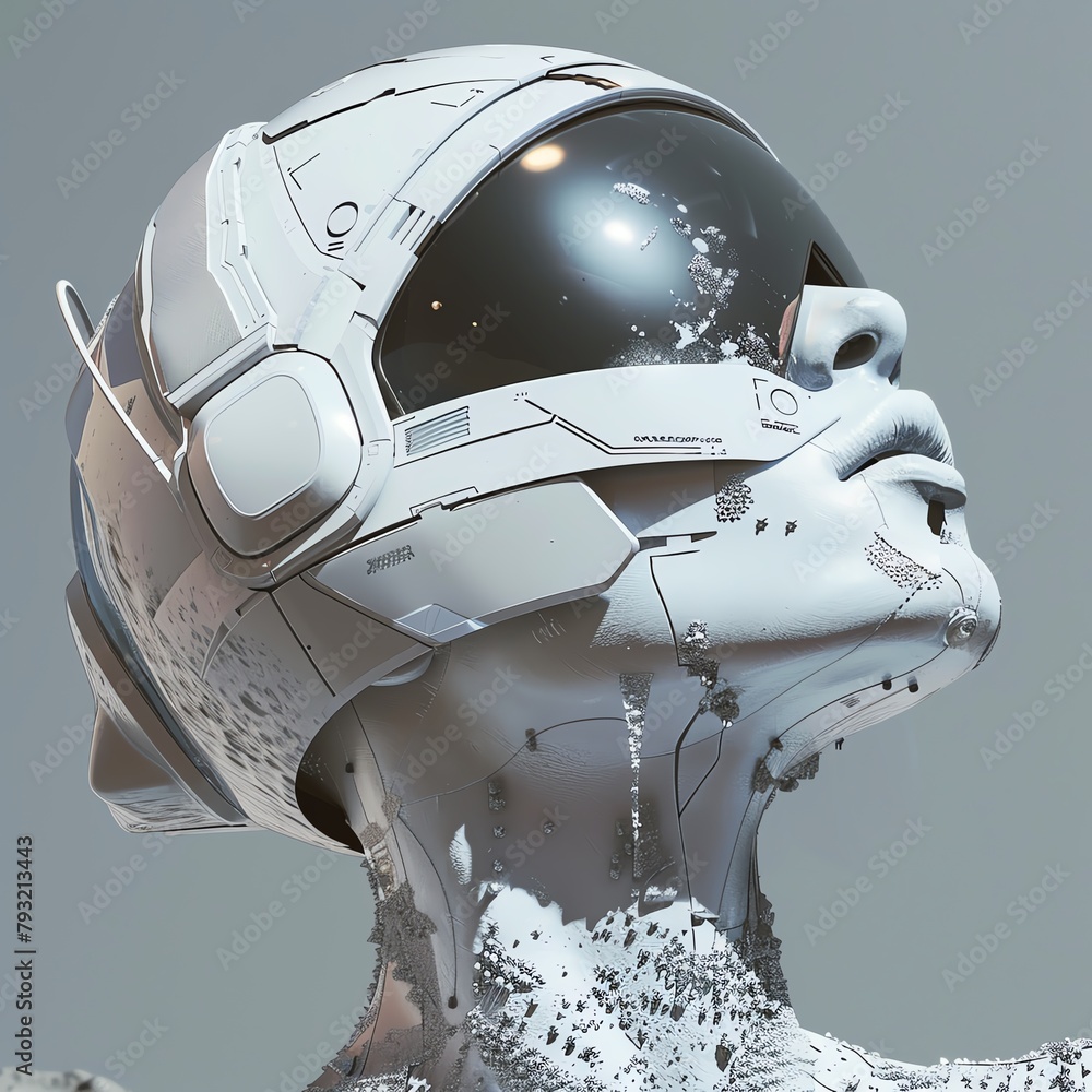 Capture the essence of futuristic side-view fashion trends merging with ...