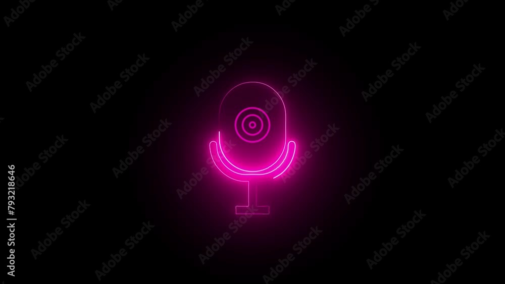 Voice recording podcast mic microphone icon animation. Audio microphone ...