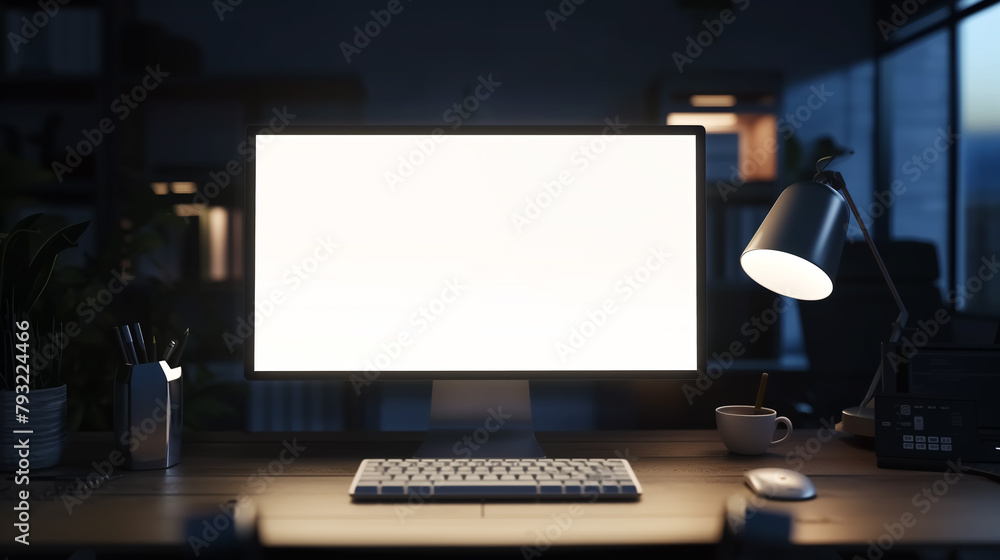 desktop mock up, computer mockup, white screen for mock-up Stock ...