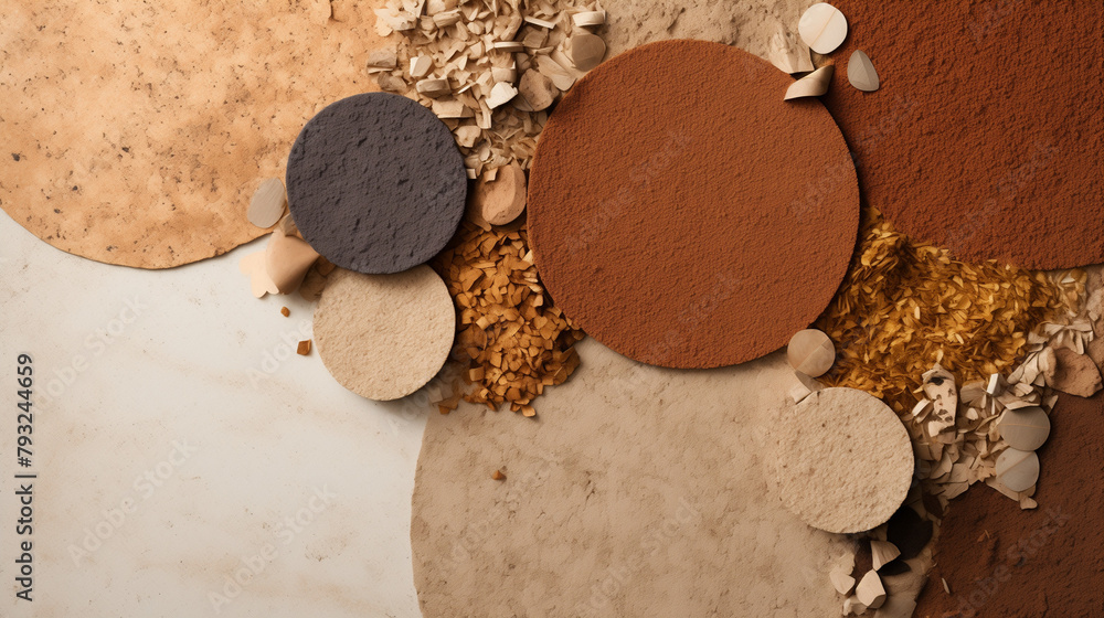 abstract design, sustainable materials concept, assorted natural cork ...