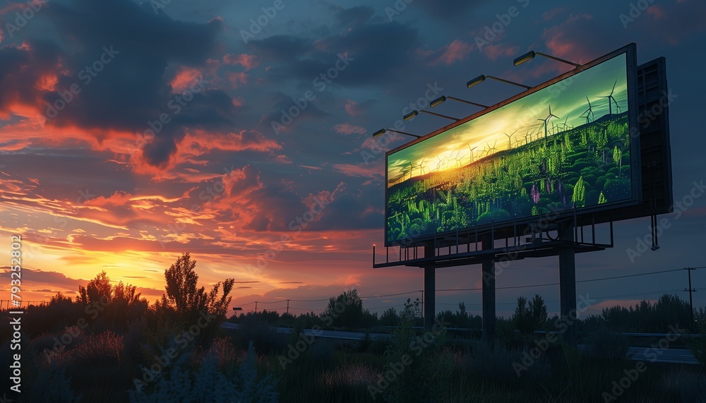 Revolutionary Green Energy Solution Billboard Mockup at Dusk - This ...
