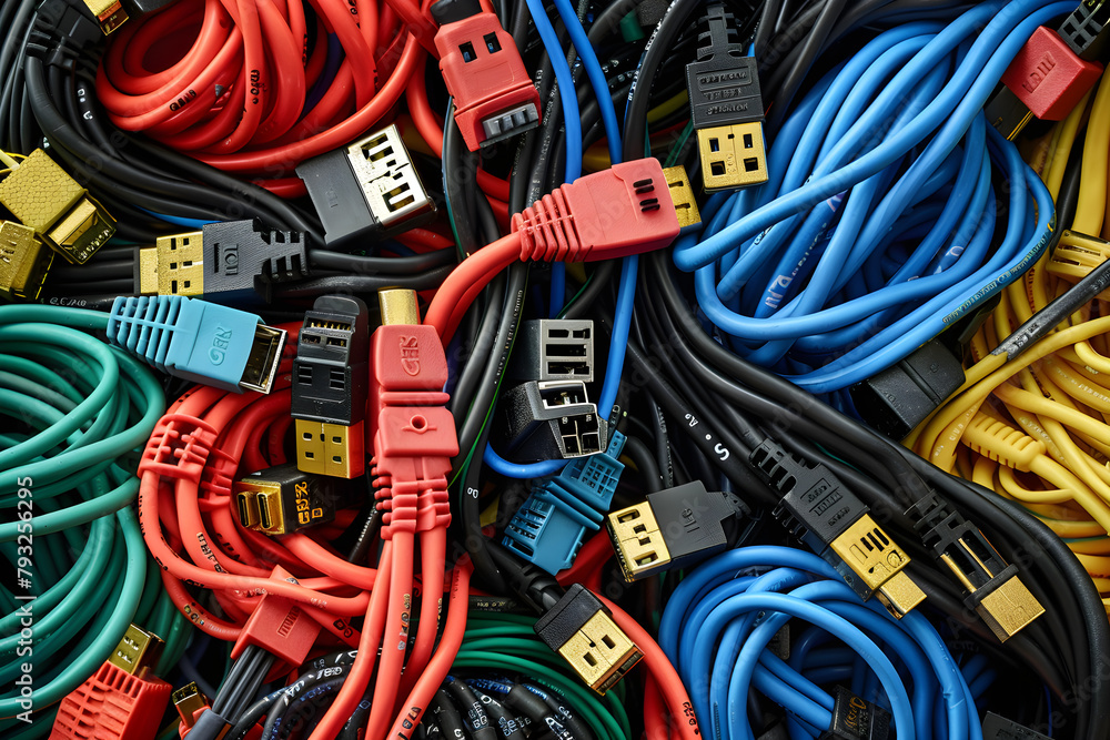 Foto de Colorful Collection of Various Types of RS Cables and ...